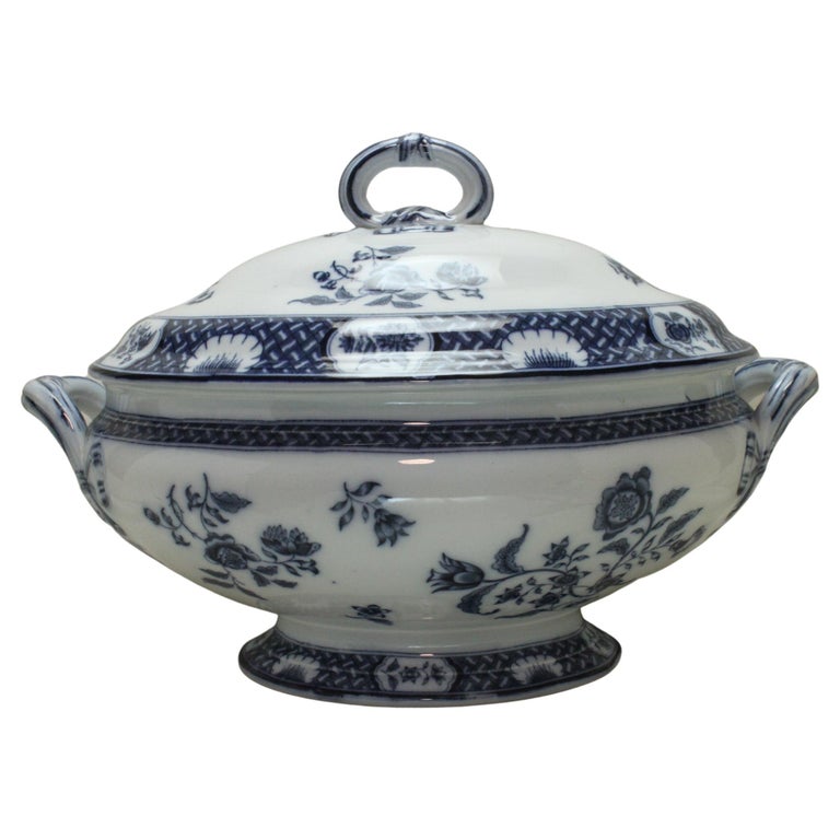 Minton Blue and White Tureen "Bath Japan" Pattern For Sale at 1stDibs