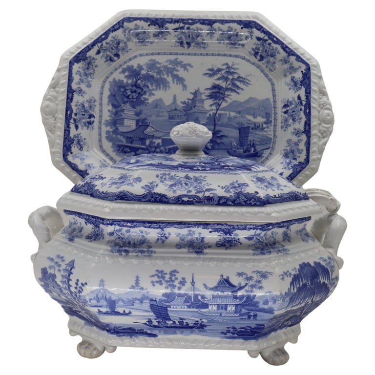 Minton Chinese Marine Soup Tureen with under Dish and Ladle For Sale at ...