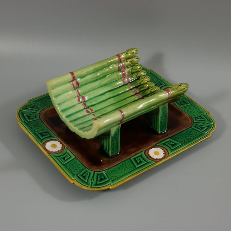 Minton Majolica Asparagus Server For Sale at 1stDibs