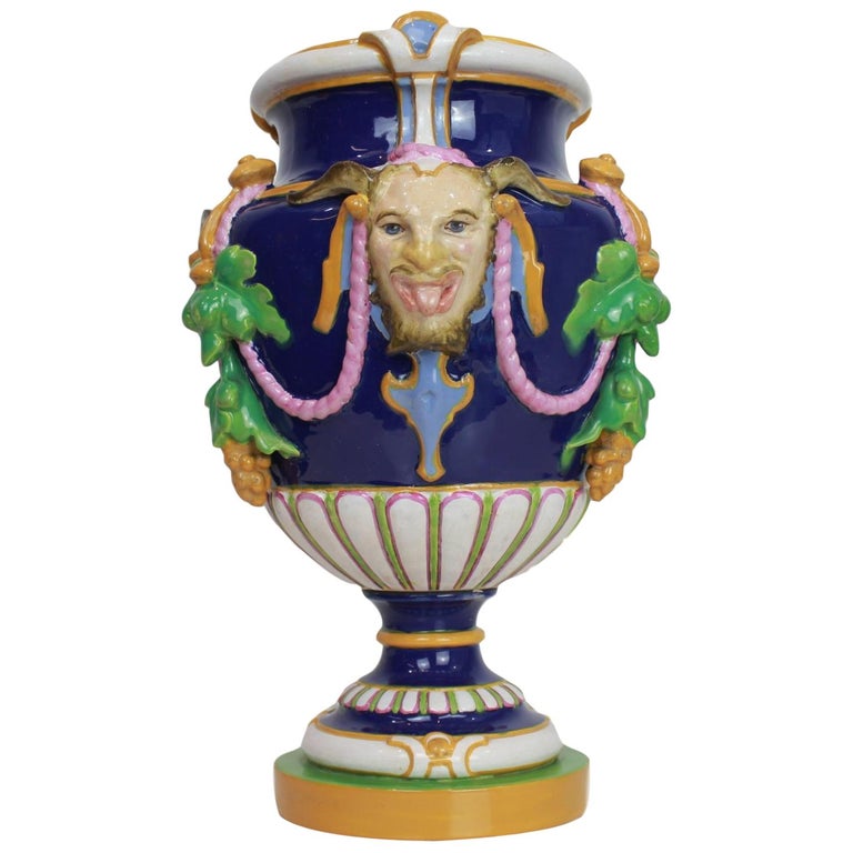 Minton Majolika 'Bacchus' Vase kobaltblau-grundig:: englisch:: datiert ...