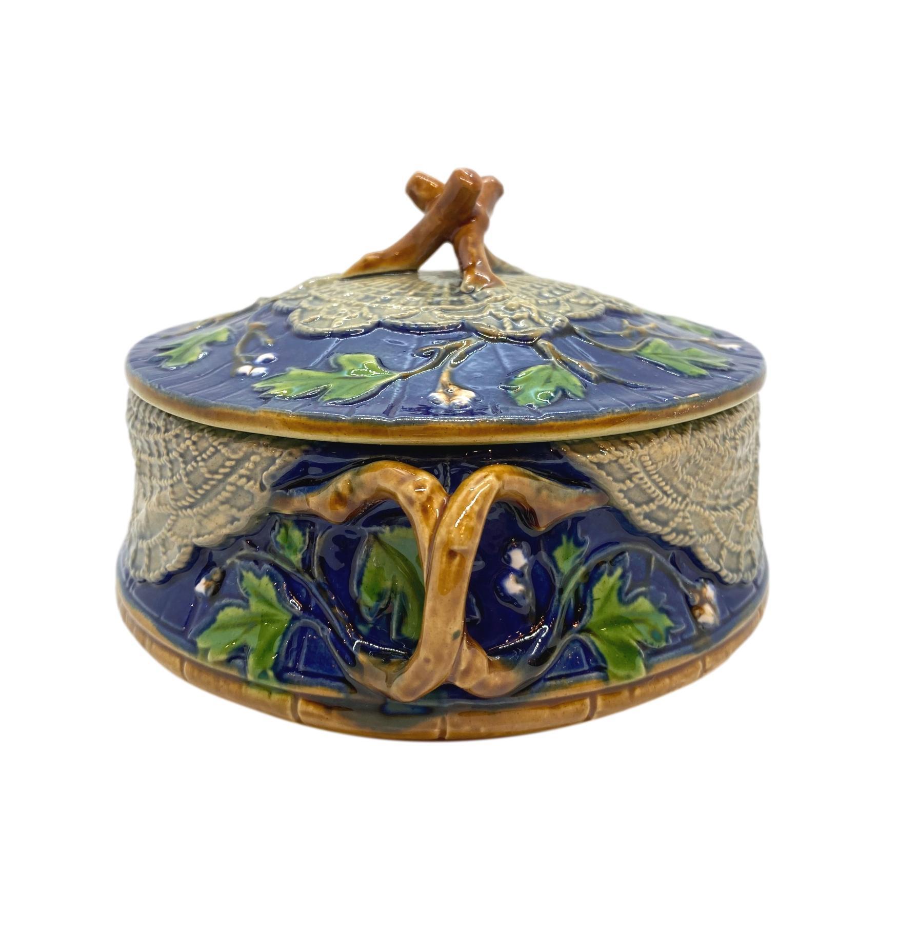 Minton Majolica Butler Tureen in Cobalt Blue, Hawthorn Branches, 1859 ...