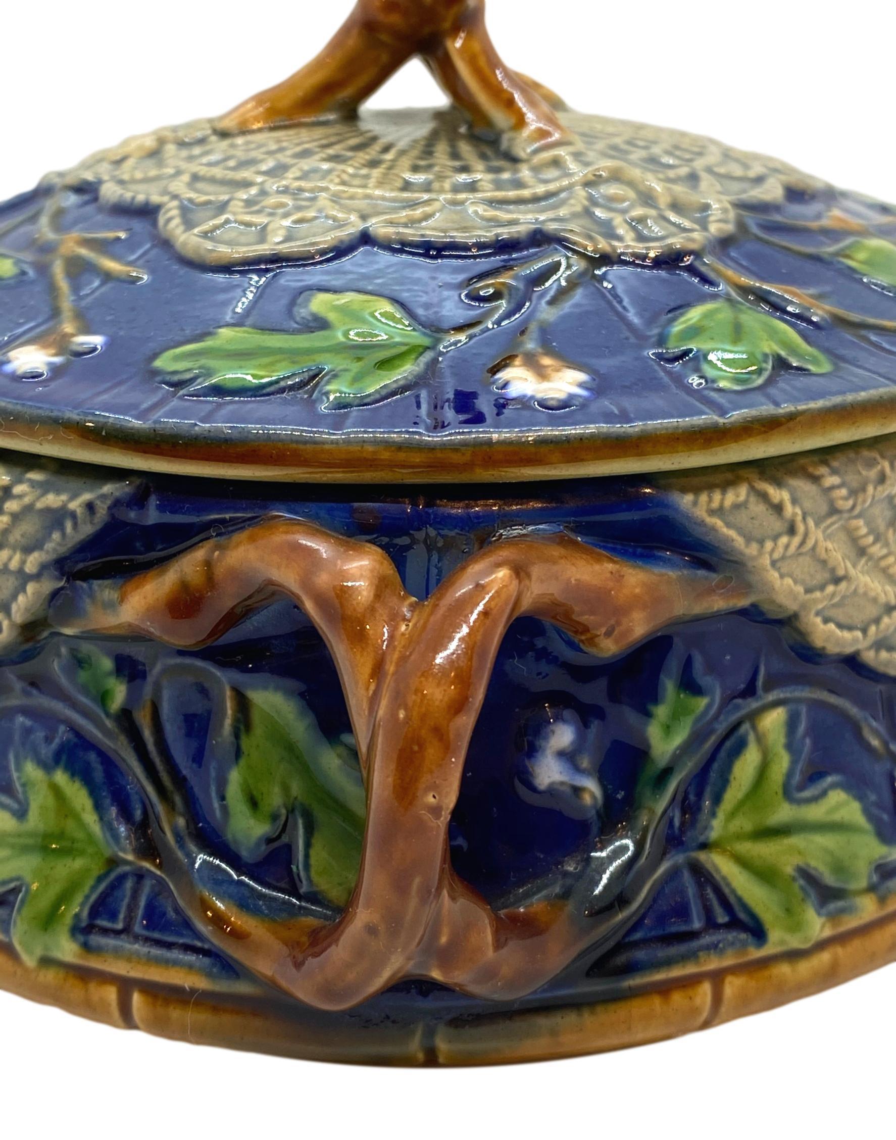 Minton Majolica Butler Tureen in Cobalt Blue, Hawthorn Branches, 1859 ...