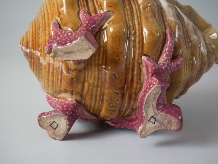 Minton Majolica Conch Shell Spoon Warmer at 1stDibs