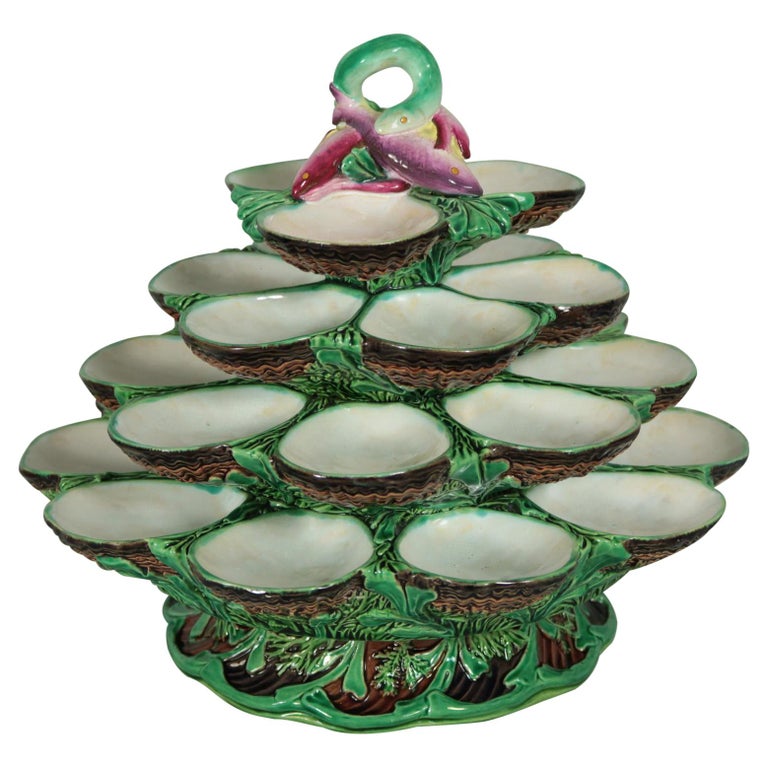 Minton Majolica Four Tiered Oyster Stand at 1stDibs
