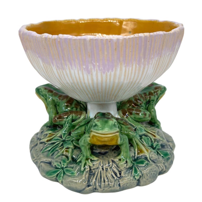 Minton Majolica Mushroom Tazza with Three-Frog Base, English, Dated ...
