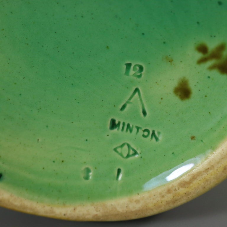 Minton Majolica Oak Jug / Pitcher with Snail Handle For Sale at 1stDibs