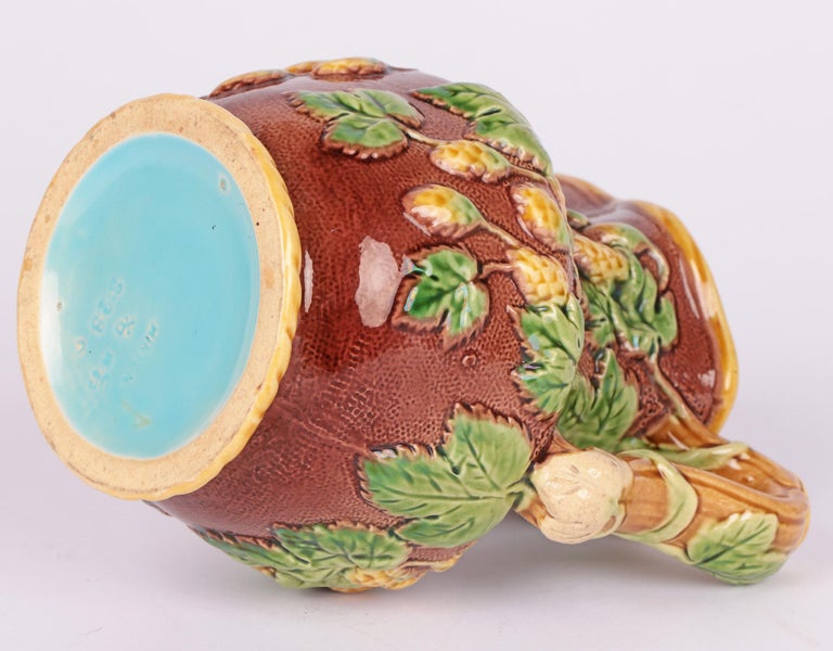 Minton Majolica Pottery Ale Jug Decorated with Hops at 1stDibs