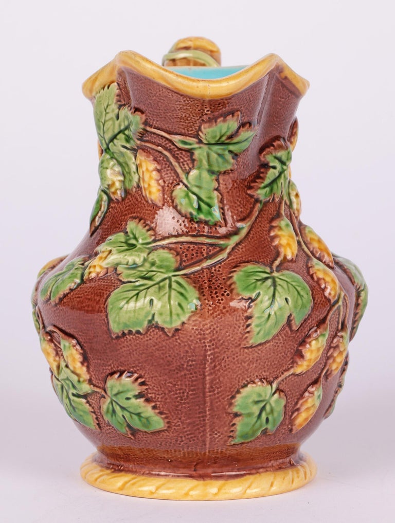 Minton Majolica Pottery Ale Jug Decorated with Hops at 1stDibs