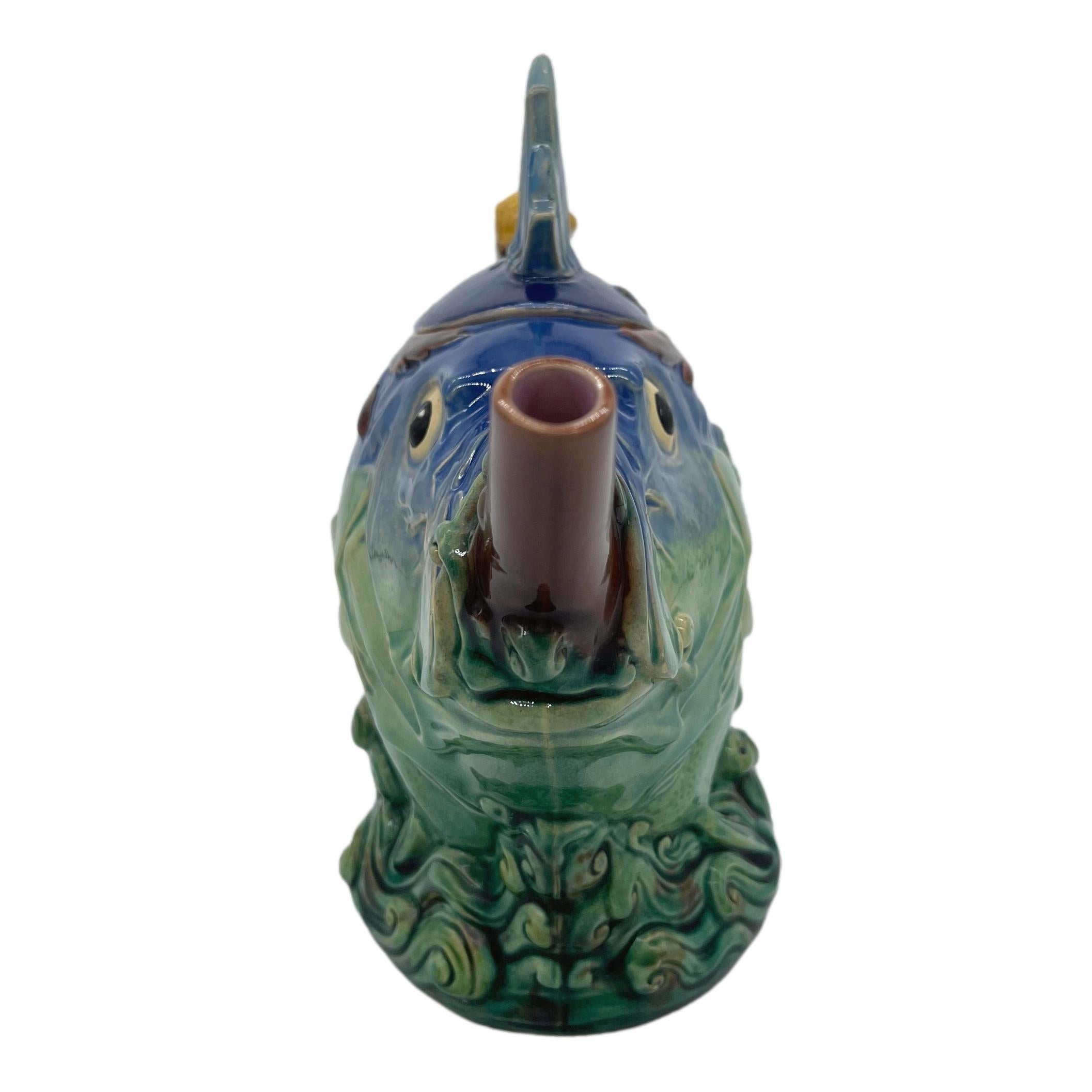 Minton Majolica Spiky Fish Teapot, English, Dated 1878 at 1stDibs