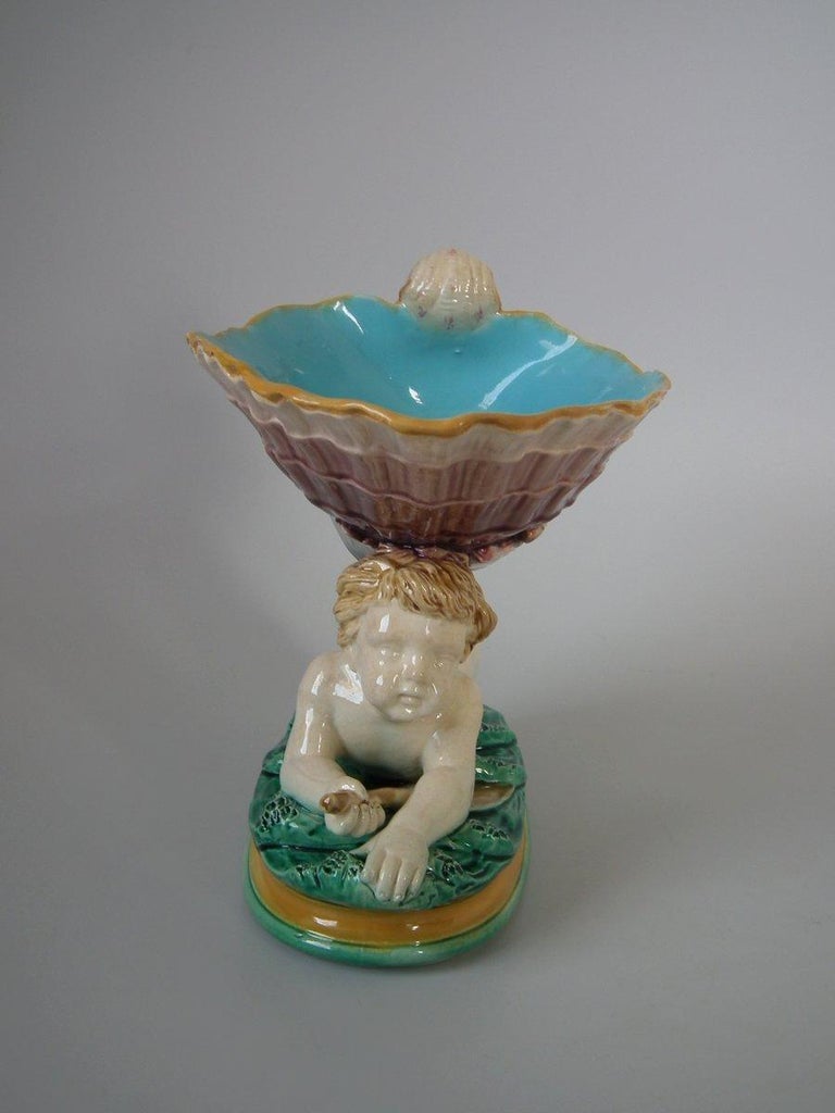Minton Majolica Triton and Shell Serving Dish For Sale at 1stDibs
