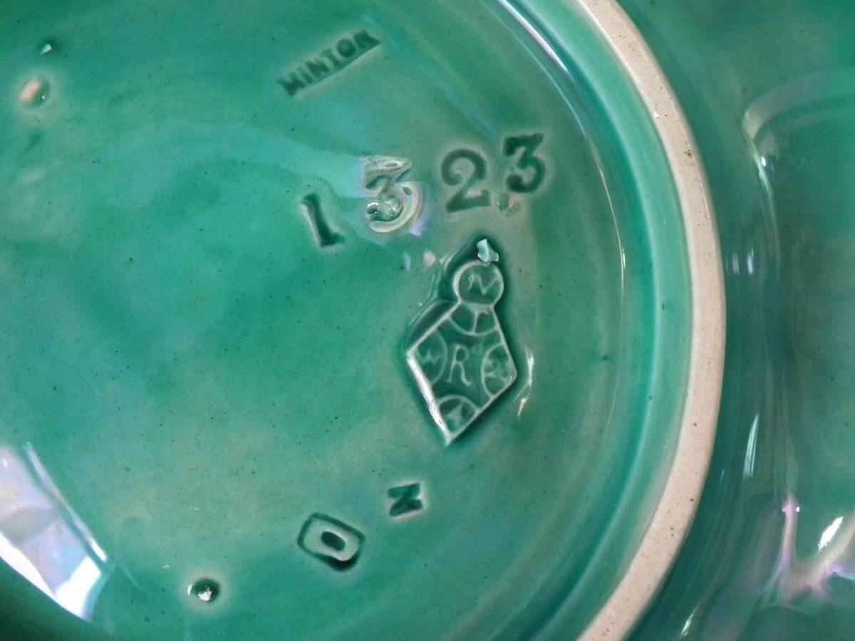 Minton Majolica Turquoise 6 Well Oyster Plate at 1stDibs