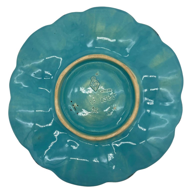 Minton Majolica Turquoise-Ground Oyster Plate, Shells and Seaweed ...