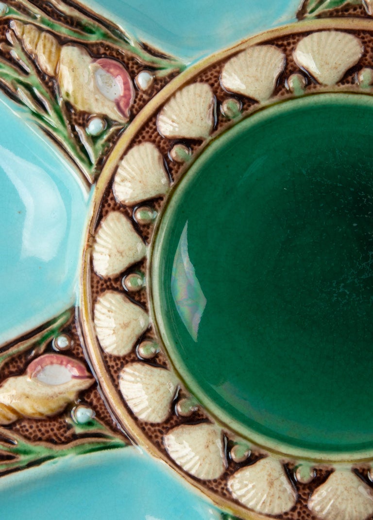 Minton Majolica Turquoise Six Well Oyster Plate, English, Dated 1874 at ...