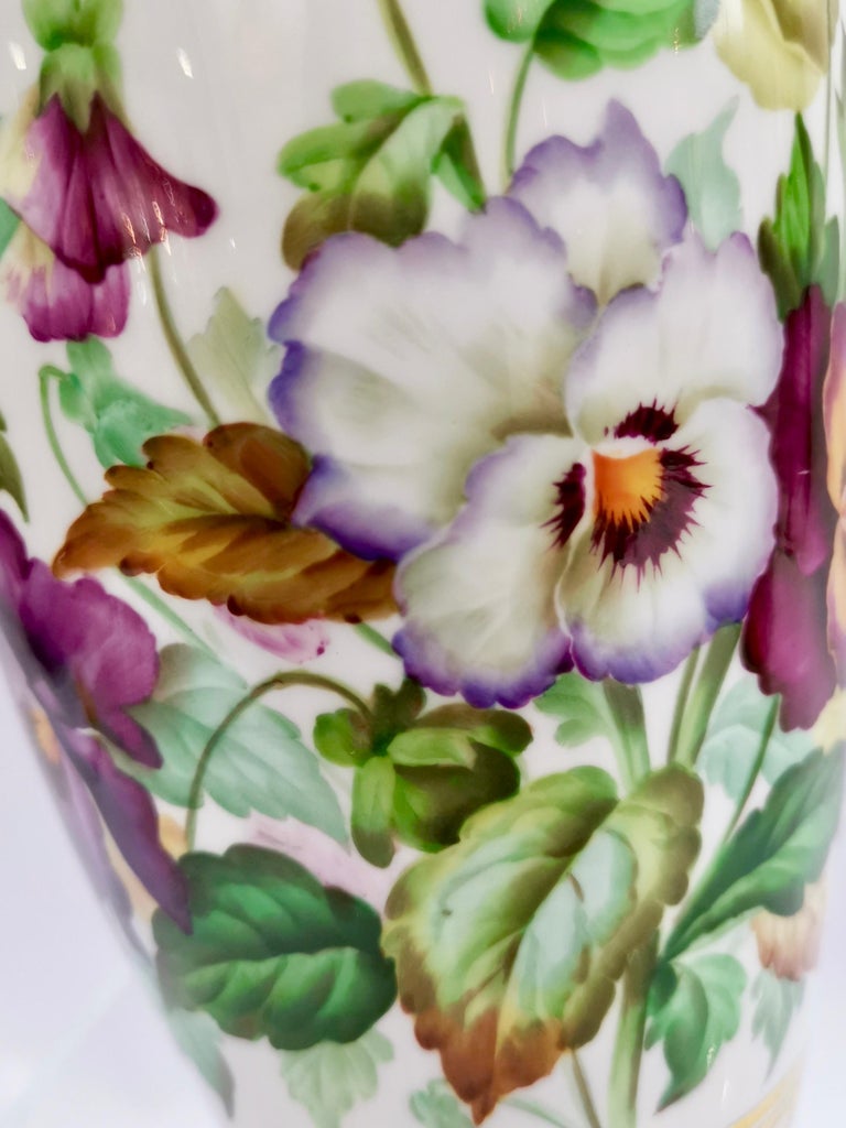Minton Pair of Porcelain Vases, Pansies Painted by Jesse Smith ...