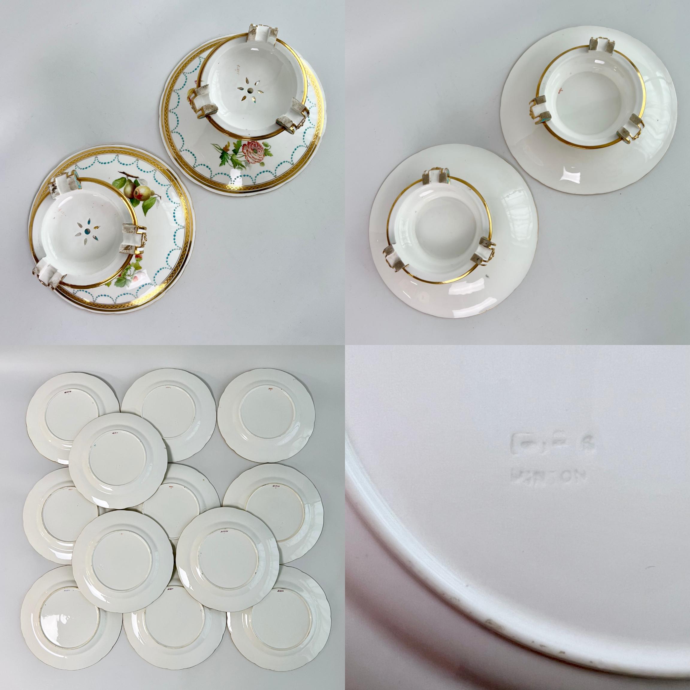 Minton Porcelain Dessert Service, Turquoise and Gilt, Flowers and ...