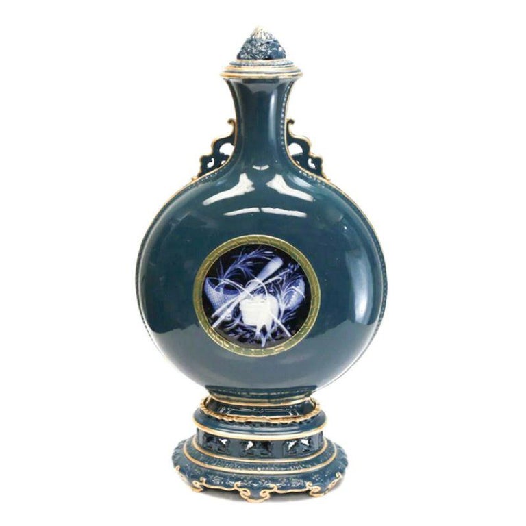 Minton Porcelain Pate-Sur-Pate Lidded Bottle Flask Vase Lawrence Birks ...