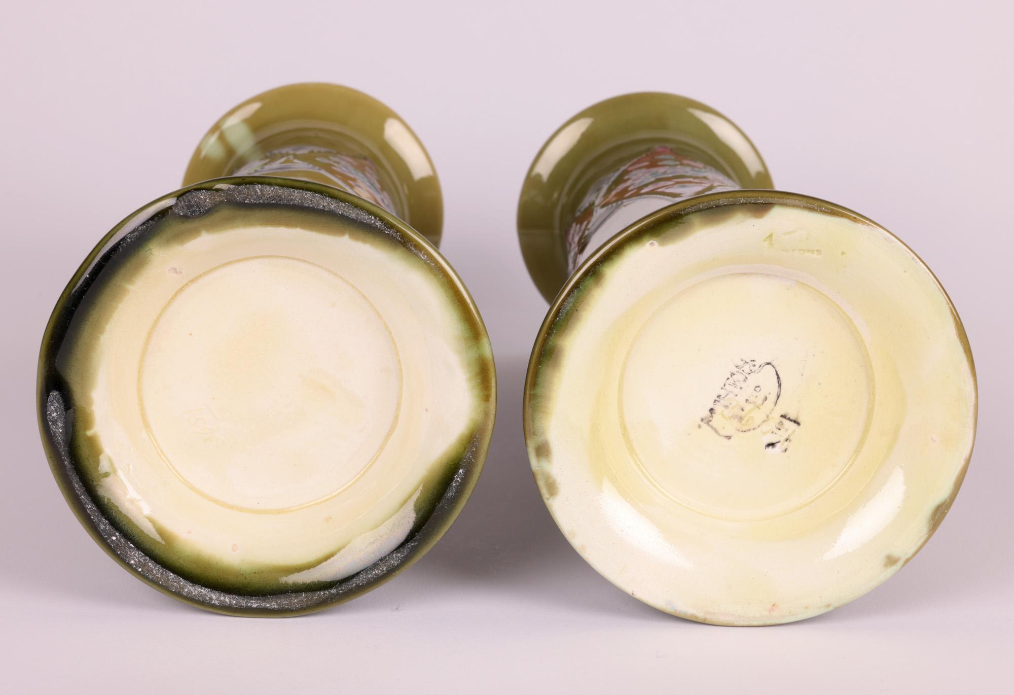 Minton Secessionist Art Nouveau Pair Tube lined Vases at 1stDibs ...