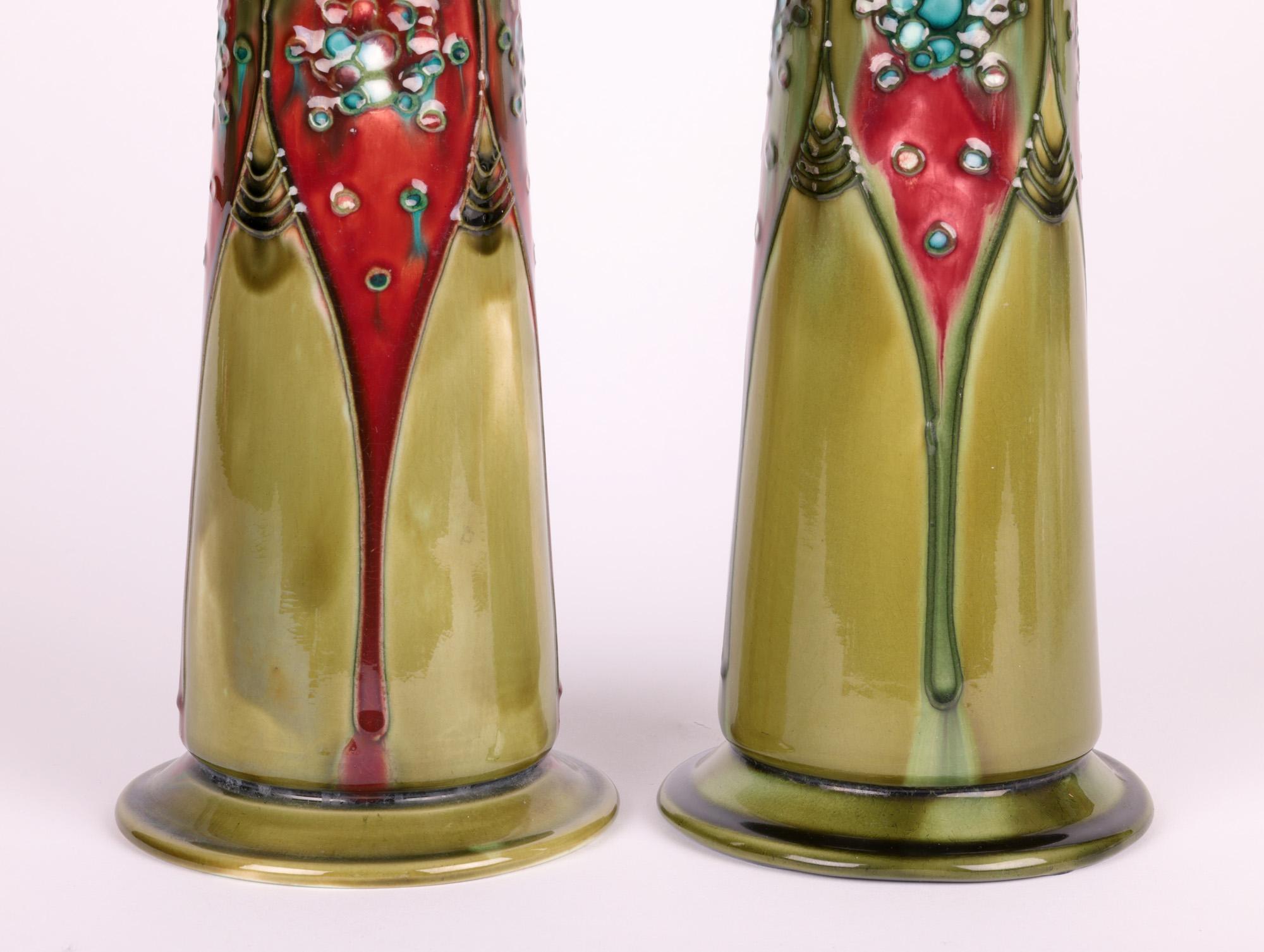 Minton Secessionist Art Nouveau Pair Tube lined Vases at 1stDibs ...