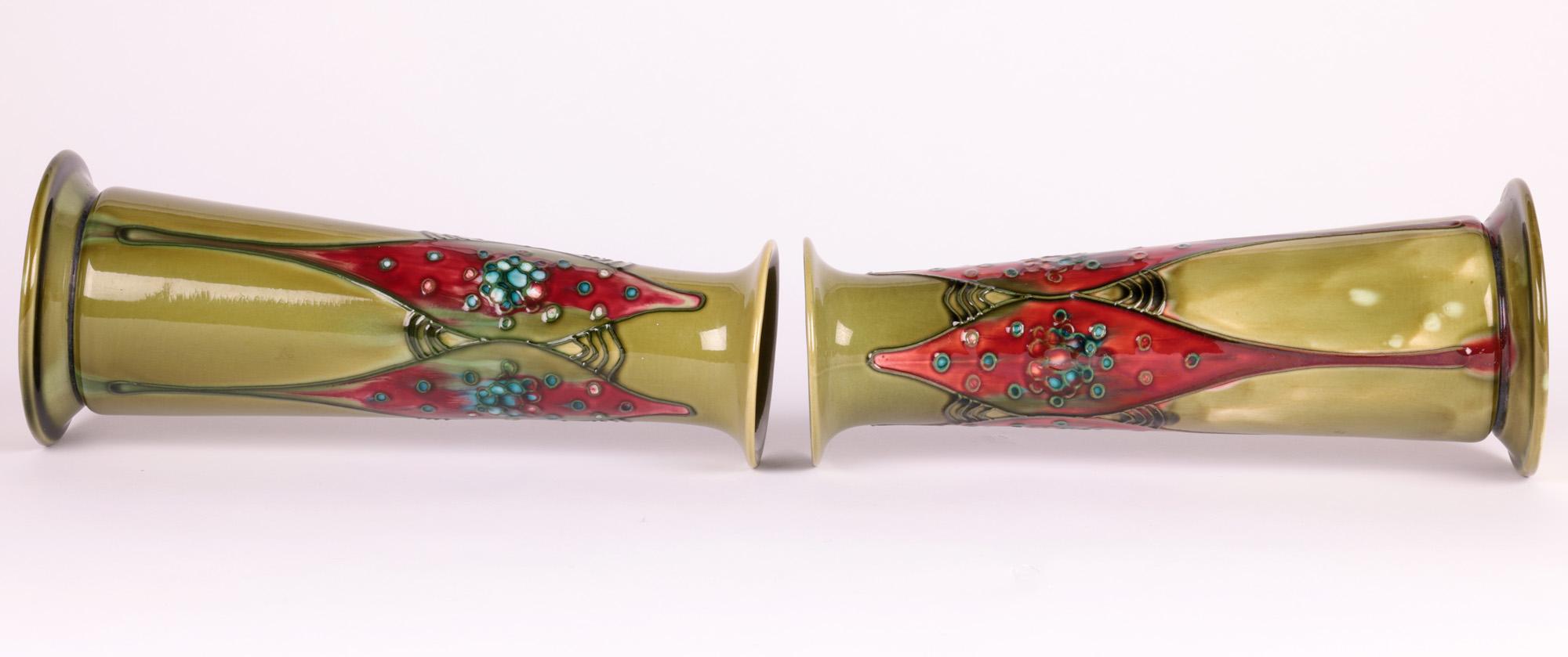 Minton Secessionist Art Nouveau Pair Tube lined Vases at 1stDibs ...
