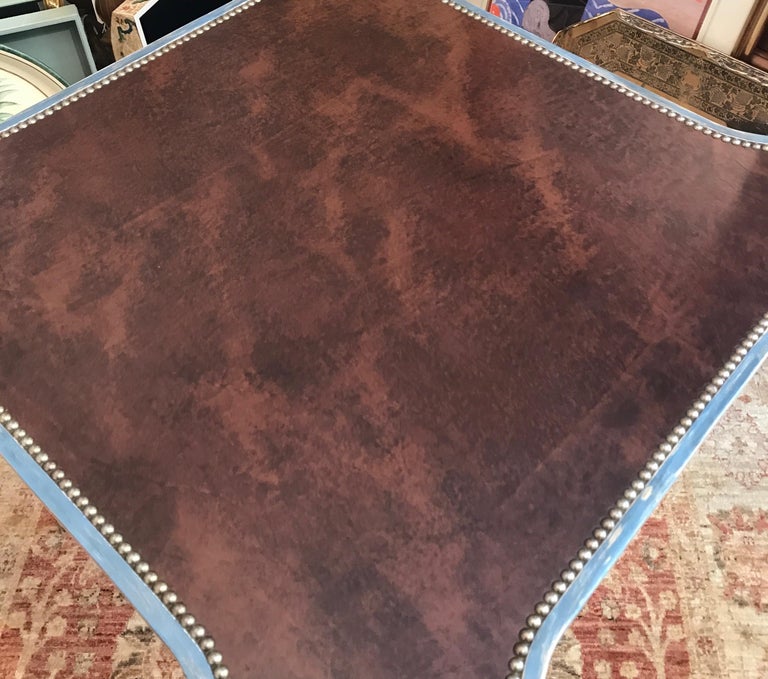 Minton Spidell Leather Topped Game Table at 1stDibs