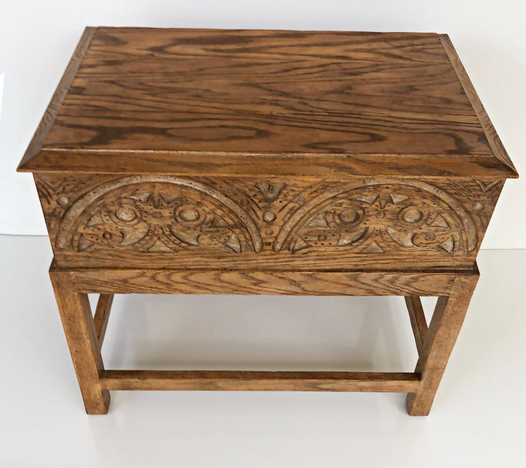Minton Spidell Los Angeles Carved Trunk on Stand For Sale at 1stDibs