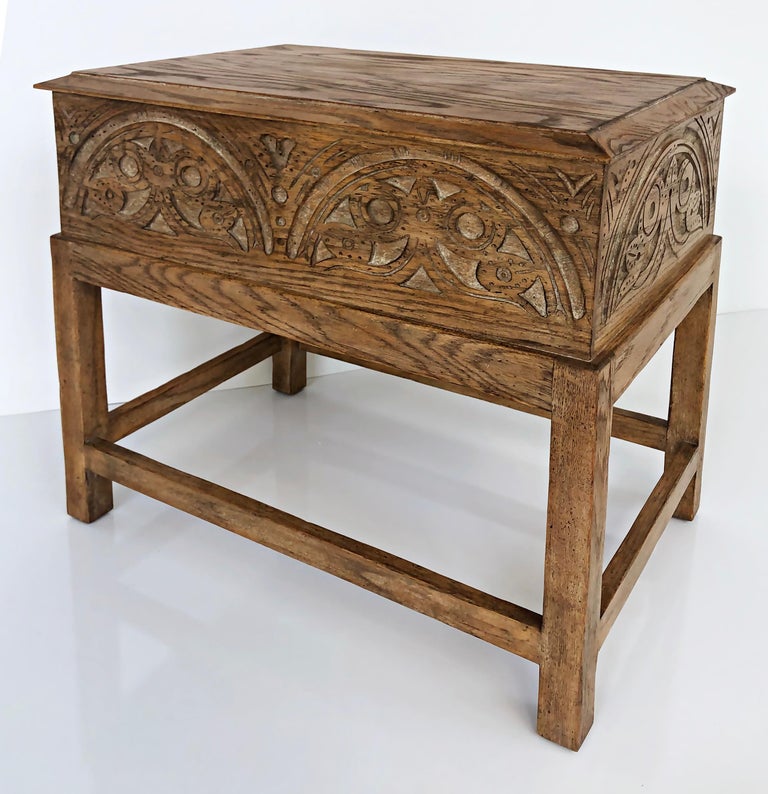 Minton Spidell Los Angeles Carved Trunk on Stand For Sale at 1stDibs