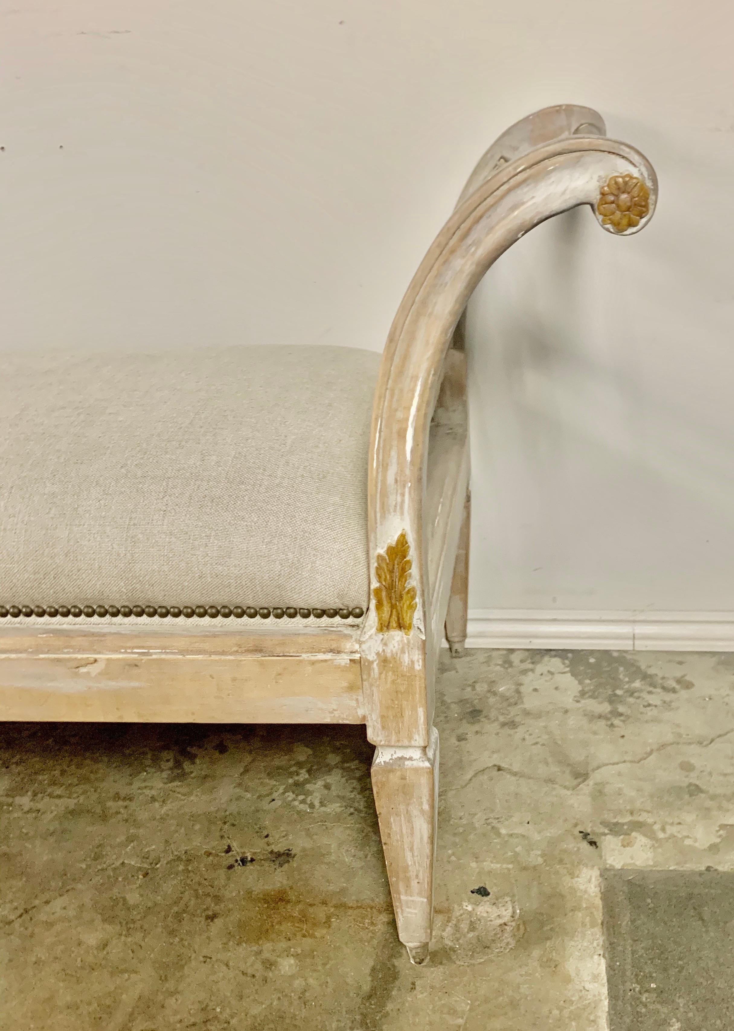 Minton-Spidell Painted Bench with Belgium Linen Upholstery at 1stDibs ...
