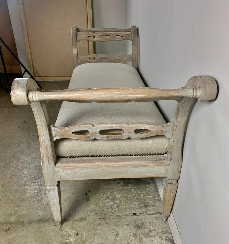 Minton-Spidell Painted Bench with Belgium Linen Upholstery at 1stDibs ...