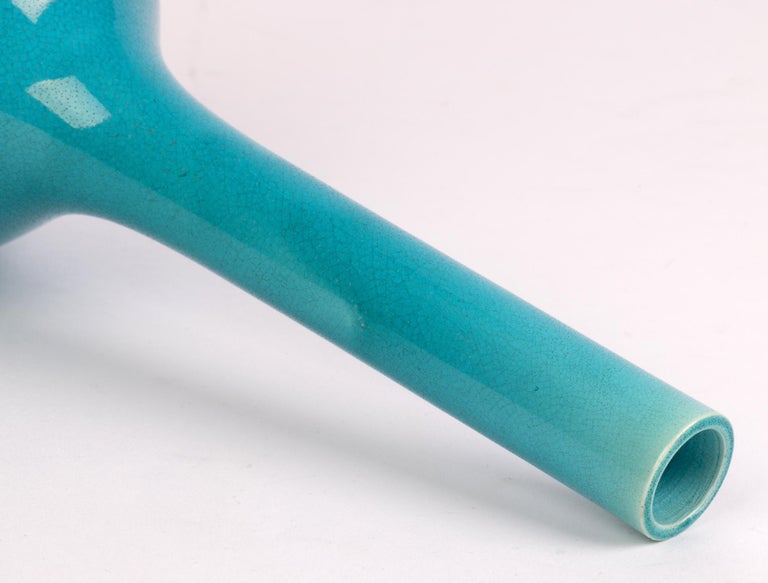 Minton Turquoise Majolica Glazed Art Pottery Bottle Shaped Vase For ...