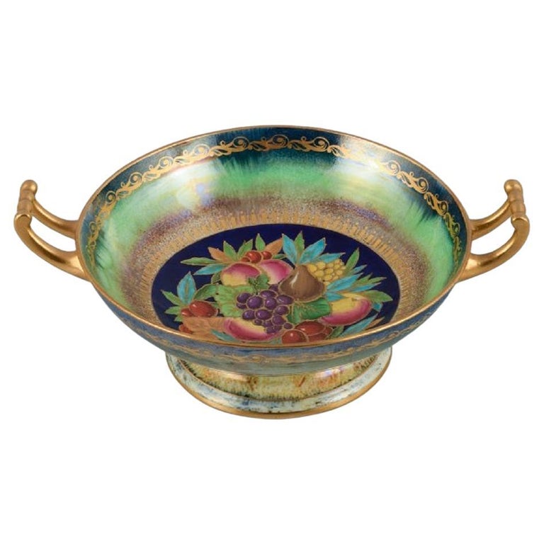 Mintons, England, Porcelain Bowl with Handle, Hand-Painted with Fruits ...