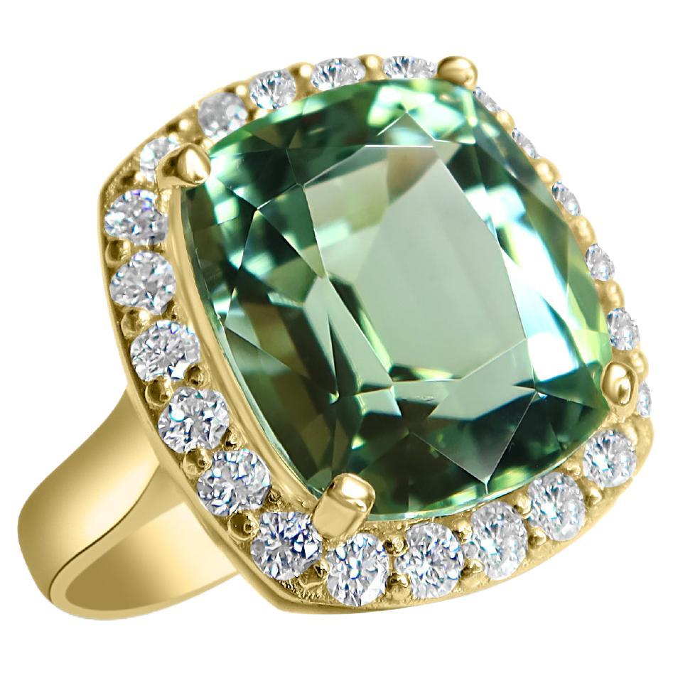 Blue and Green Tourmaline Diamond Gold Cocktail Indian Ocean Ring For ...