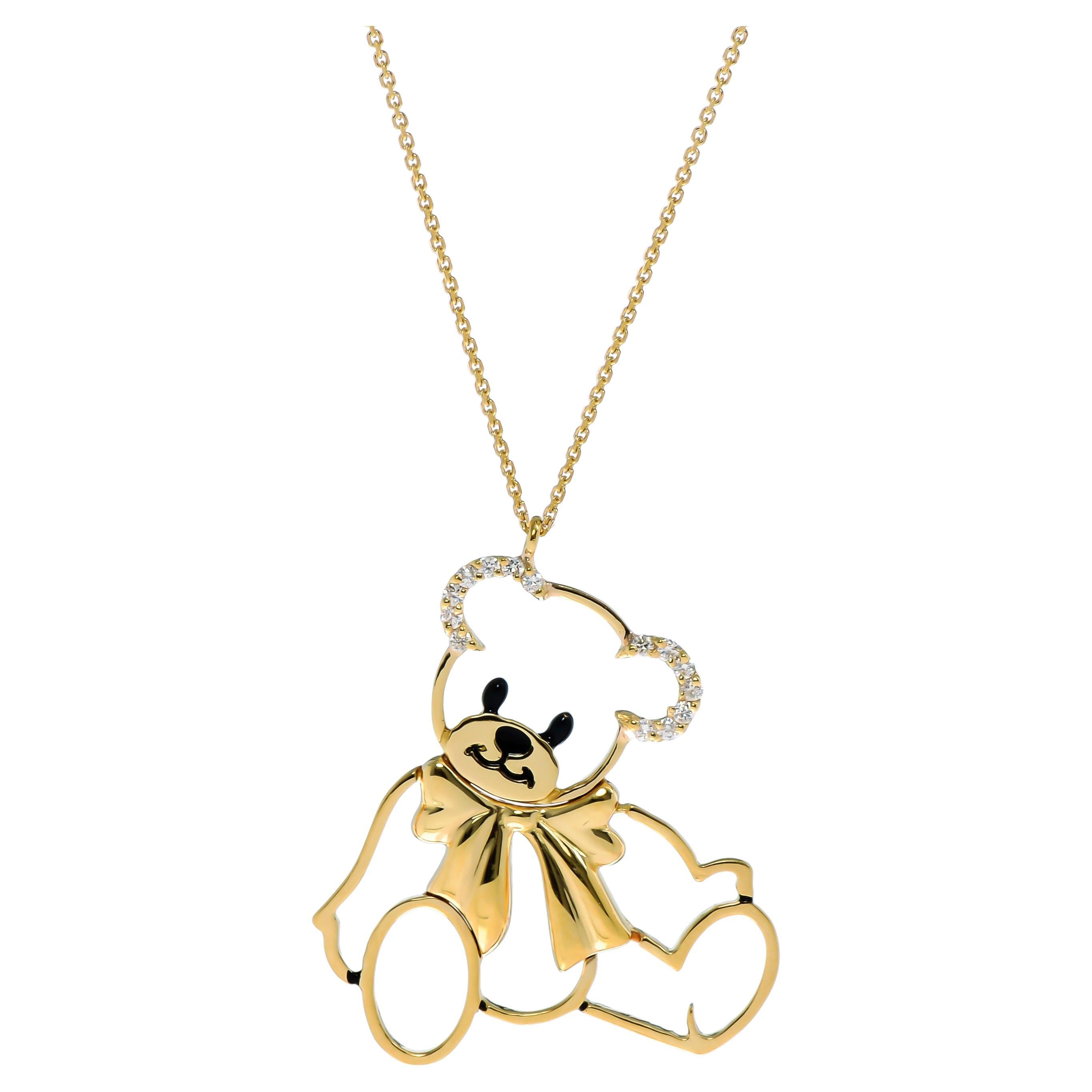 Diamond Teddy Bear Designer Pendant 18K Rose Gold By Assor Gioielli For ...