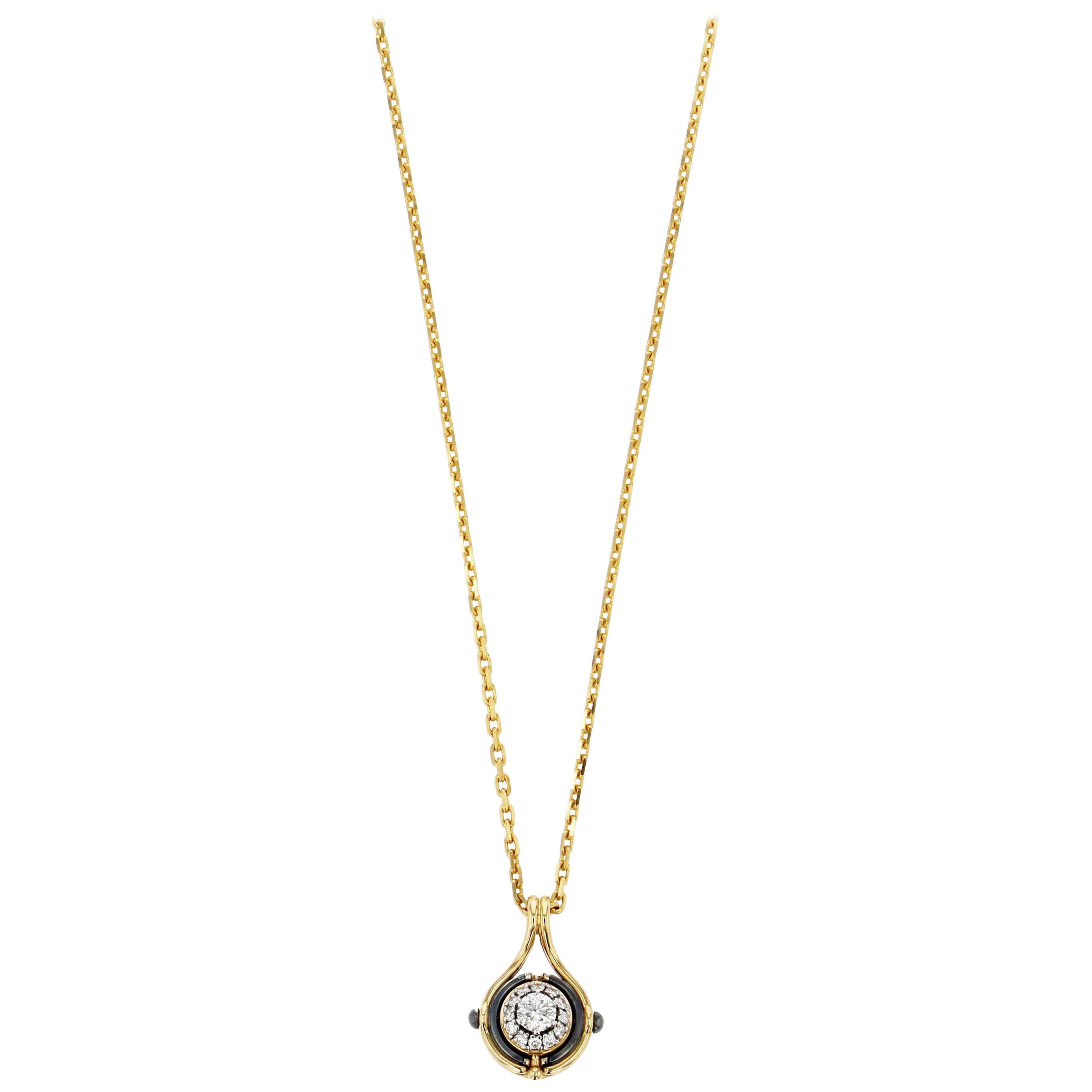 Diamonds Onyx Hexa Pendant in 18k yellow gold by Elie Top For Sale at ...
