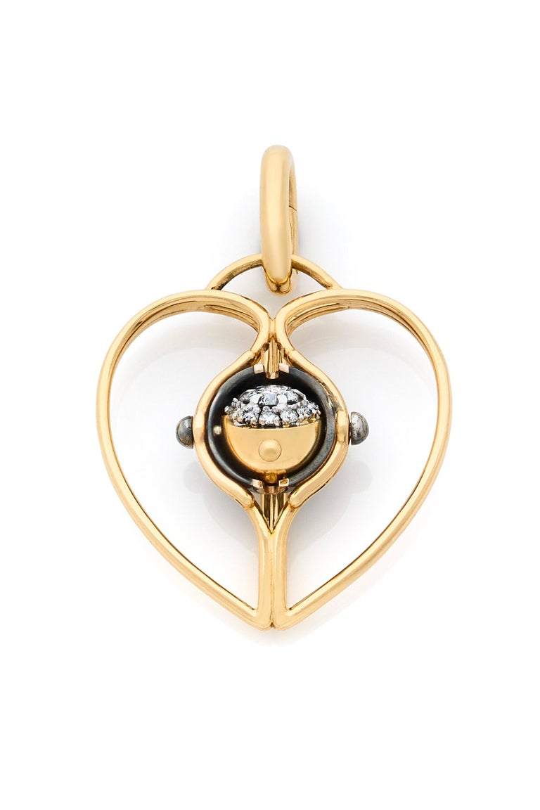 Mira Diamond Heart Charm in 18k Yellow Gold by Elie Top For Sale at ...