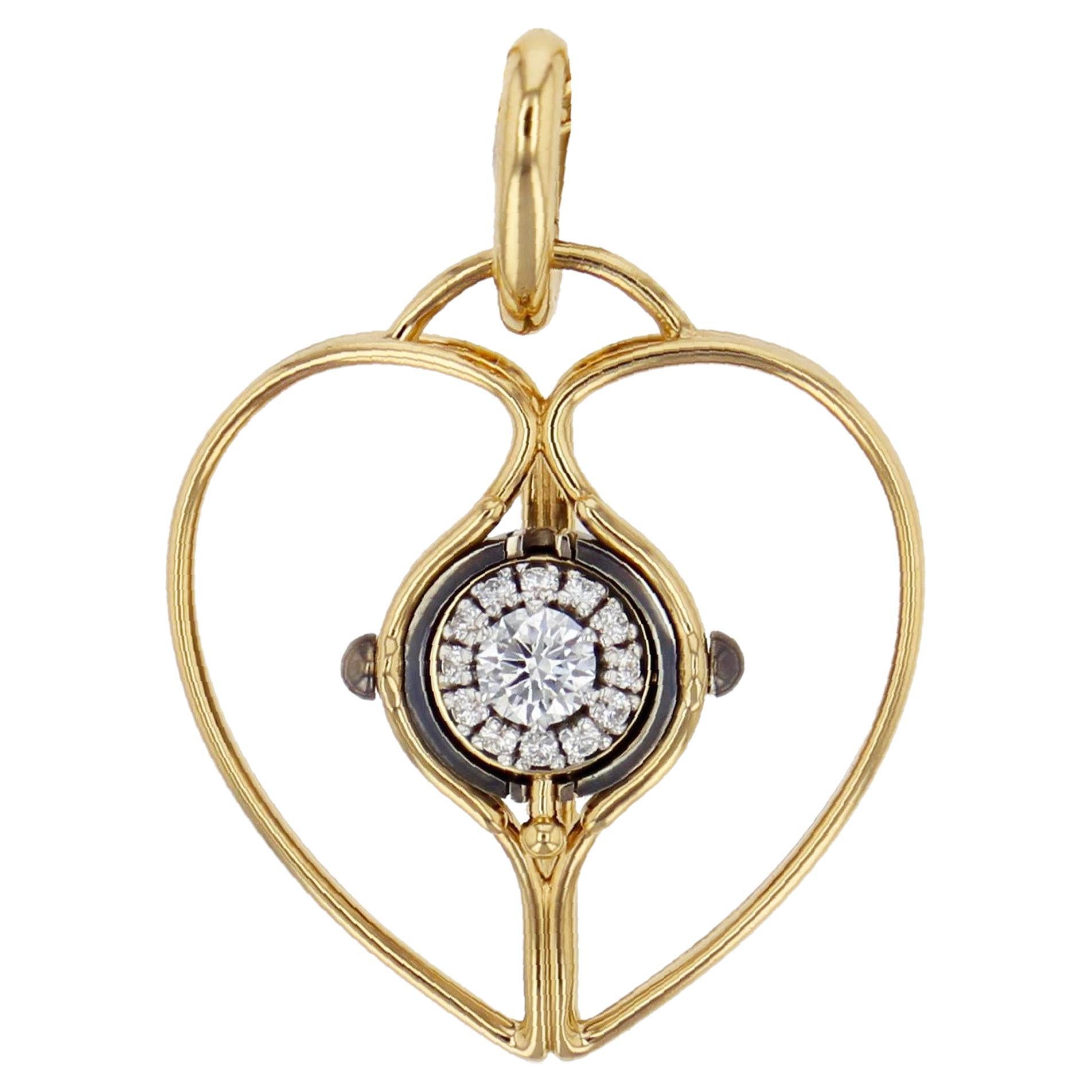 EAU 4 Elements Diamond and Green Lacquer Heart Charm in 18k Gold by ... EAU 4 Elements Diamond and Green Lacquer Heart Charm in 18k Gold by ...