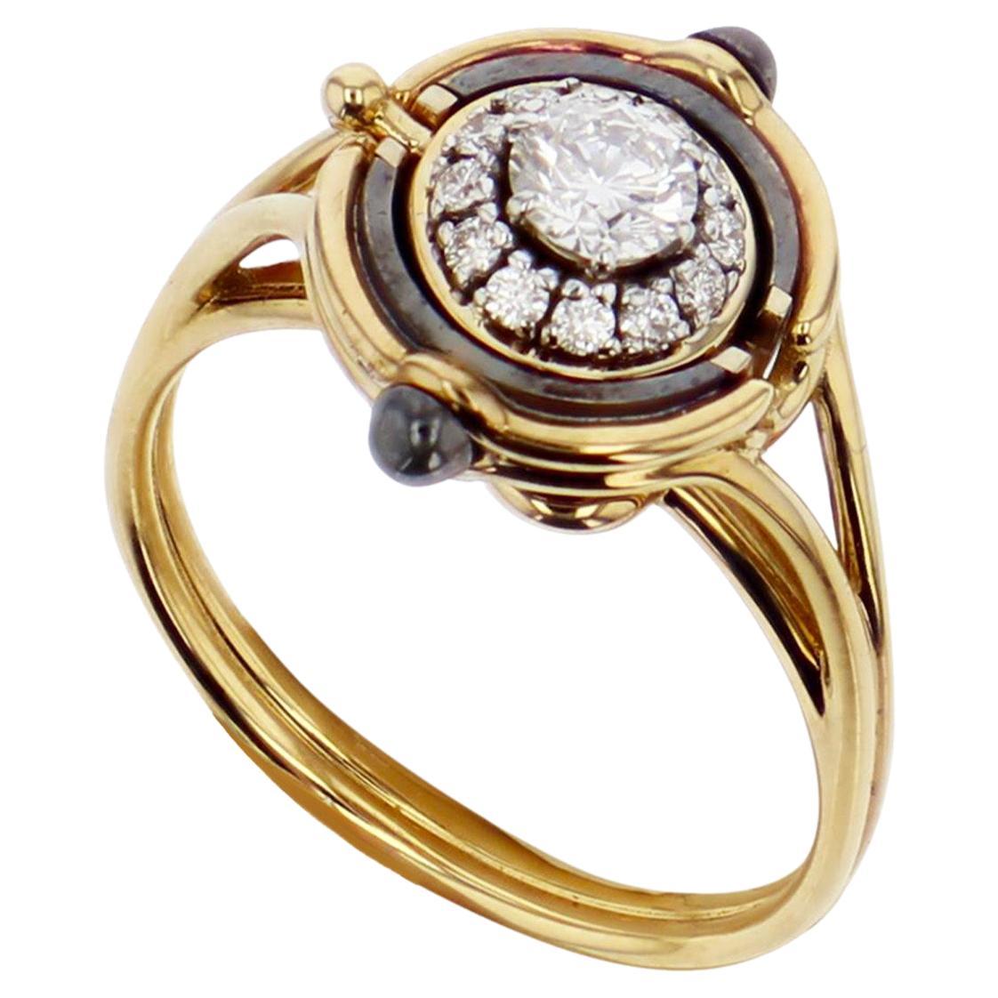 Diamonds Pluton Ring in 18k yellow gold by Elie Top For Sale at 1stDibs