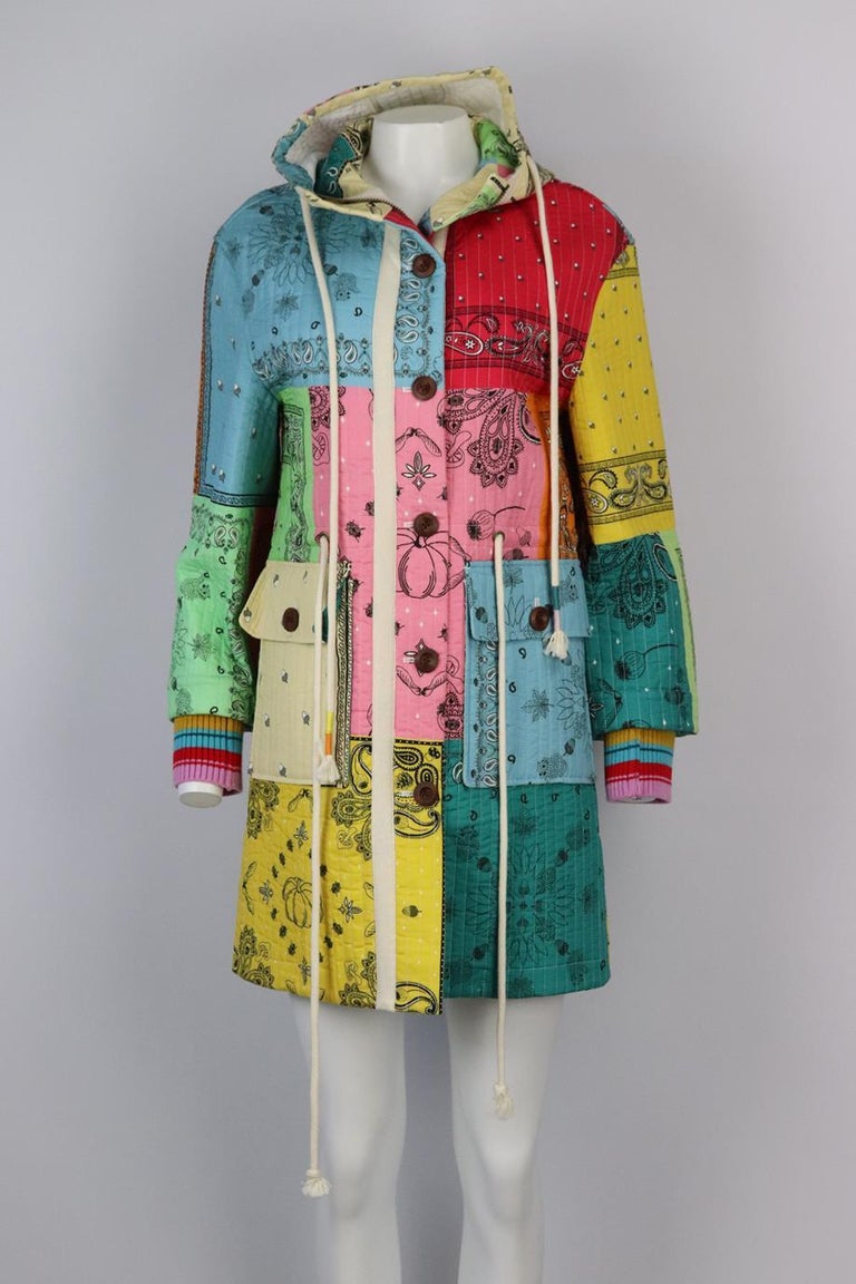 Mira Mikati Printed Quilted Cotton Parka Coat Fr 36 Uk 8 For Sale at ...