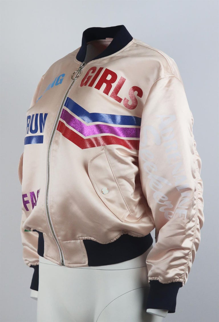 Mira Mikati Printed Satin Bomber Jacket FR 36 UK 8 For Sale at 1stDibs