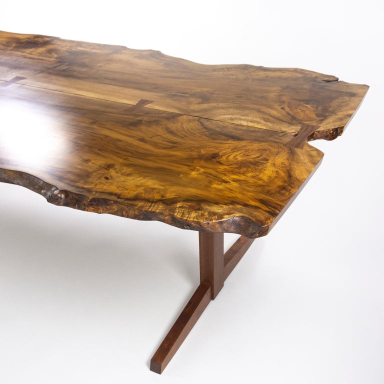 Mira Nakashima 96 x 46 inch Trestle Dining Table in Myrtle Burl with ...