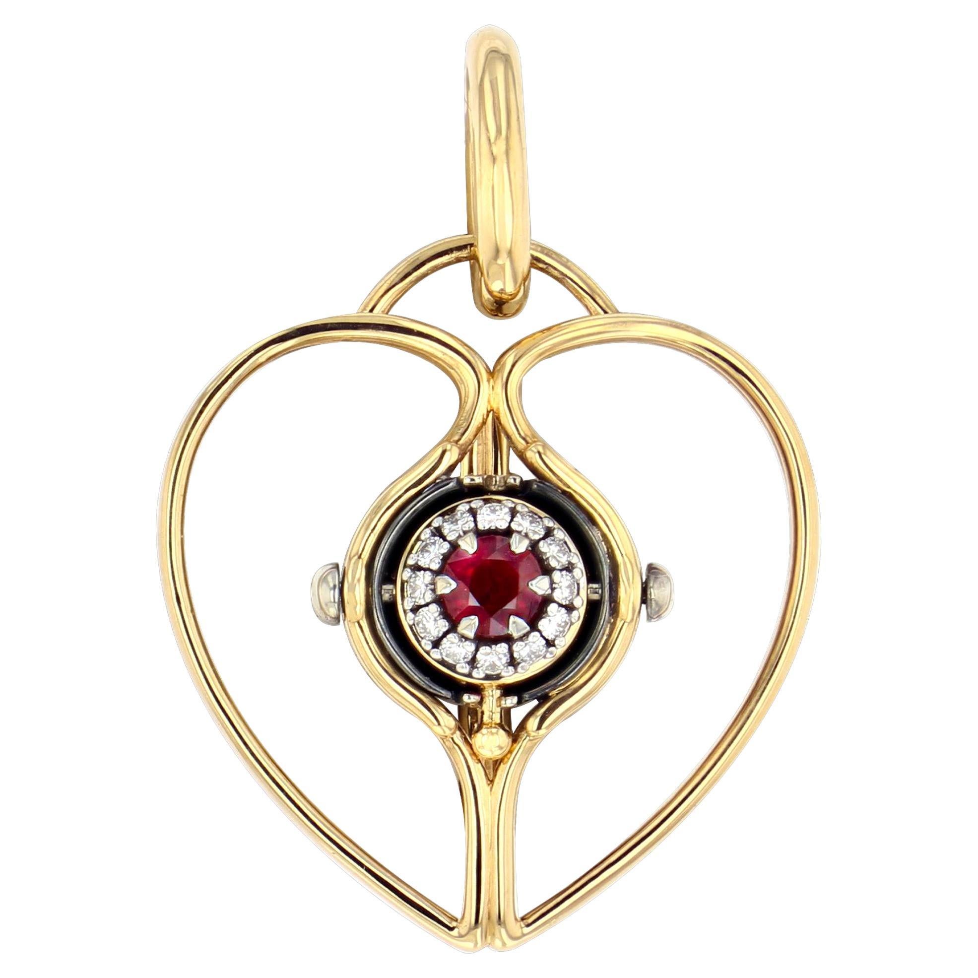 EAU 4 Elements Diamond and Green Lacquer Heart Charm in 18k Gold by ... EAU 4 Elements Diamond and Green Lacquer Heart Charm in 18k Gold by ...