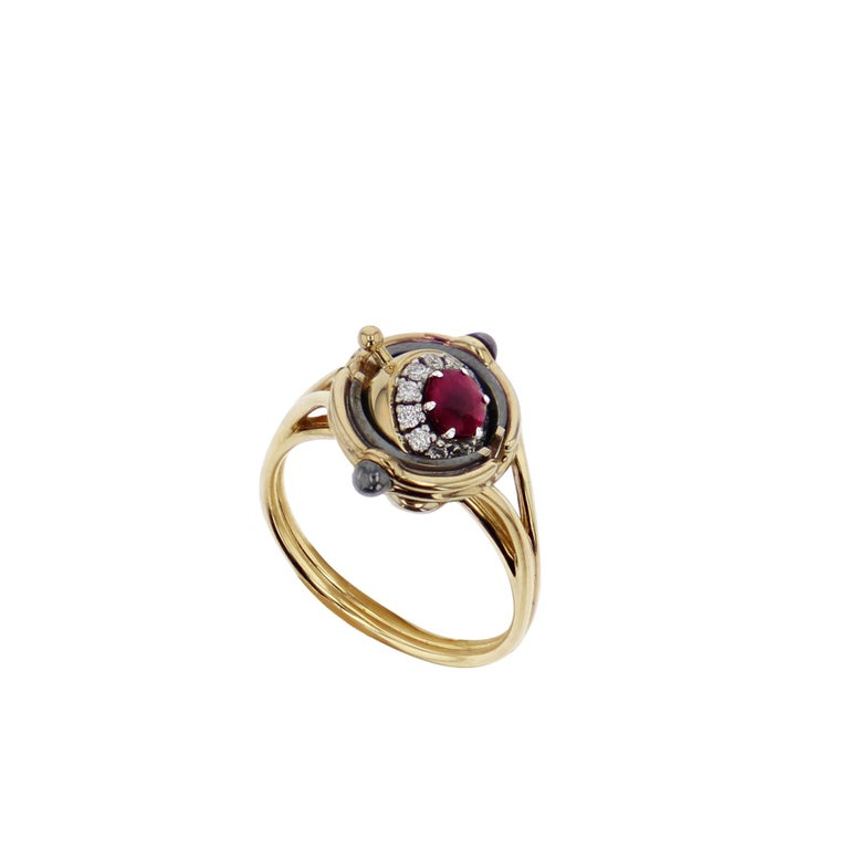 Ruby Diamonds Mira Ring in 18k yellow gold by Elie Top For Sale at 1stDibs