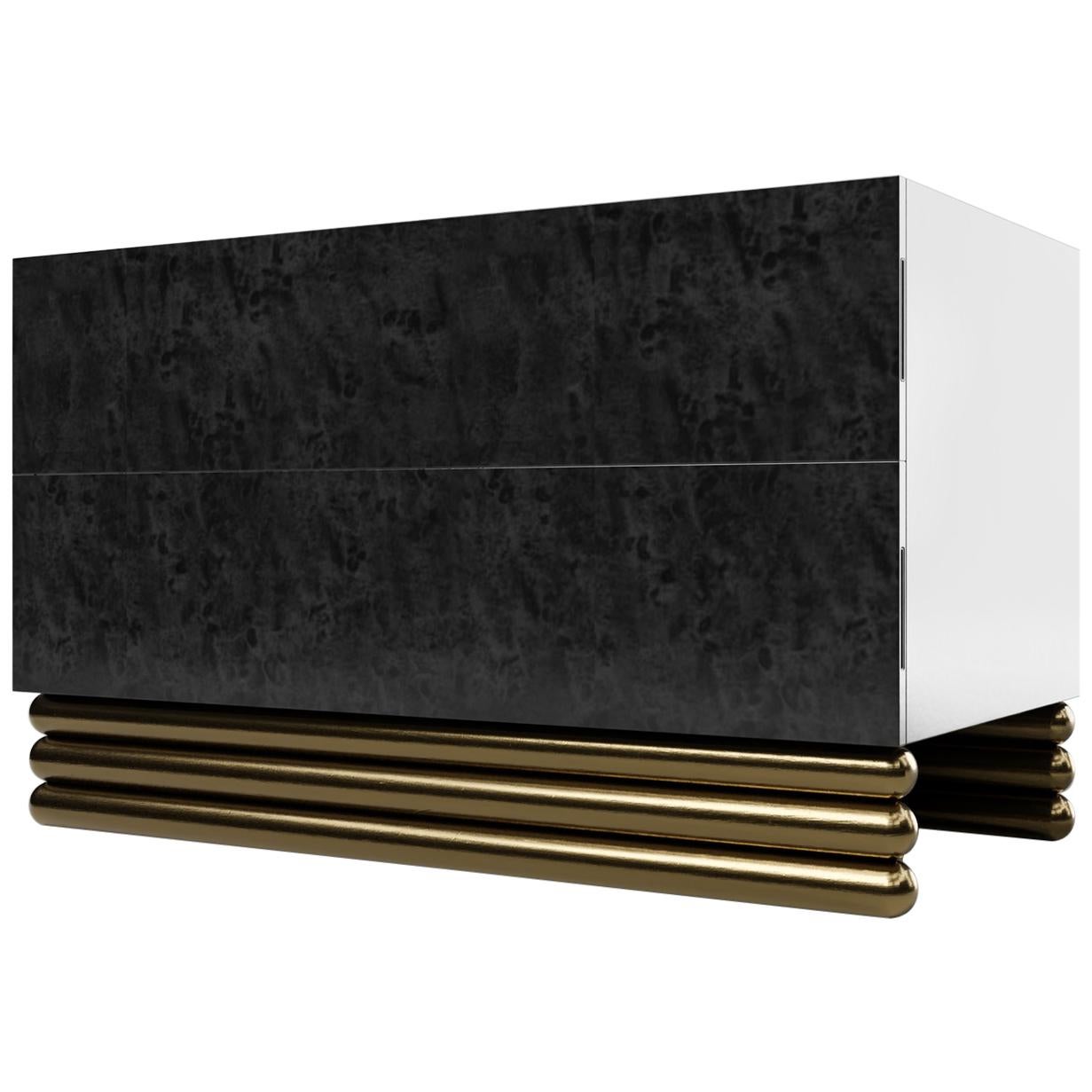 BOLSA DESK - Modern Wood Desk with a Dark Bronze Metallic Base For Sale ...