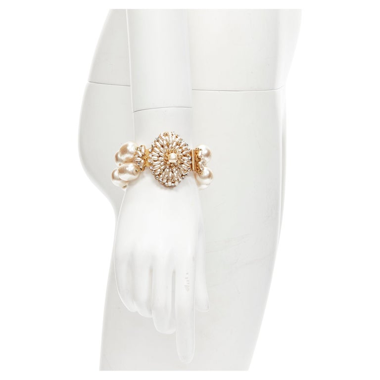 MIRIAM HASKELL baroque faux pearl chain statement cocktail bracelet For ...