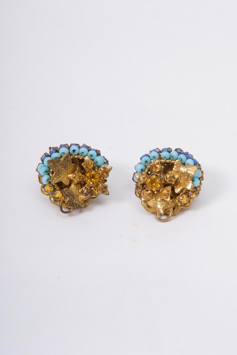 Miriam Haskell Brooch and Earrings at 1stDibs