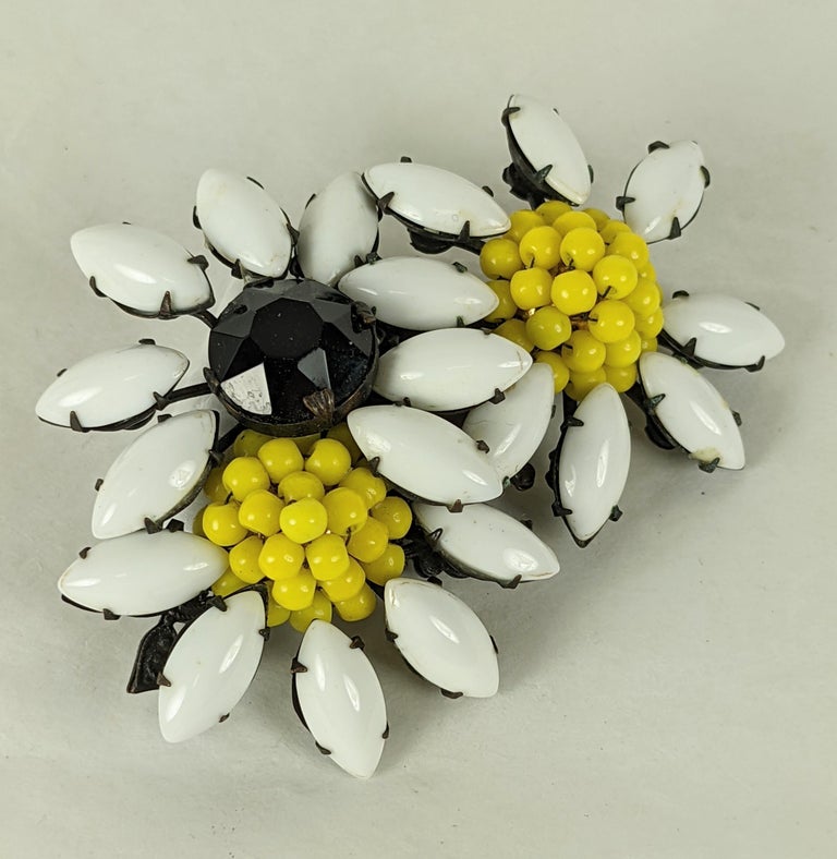 Miriam Haskell Daisy Cluster Brooch For Sale at 1stDibs