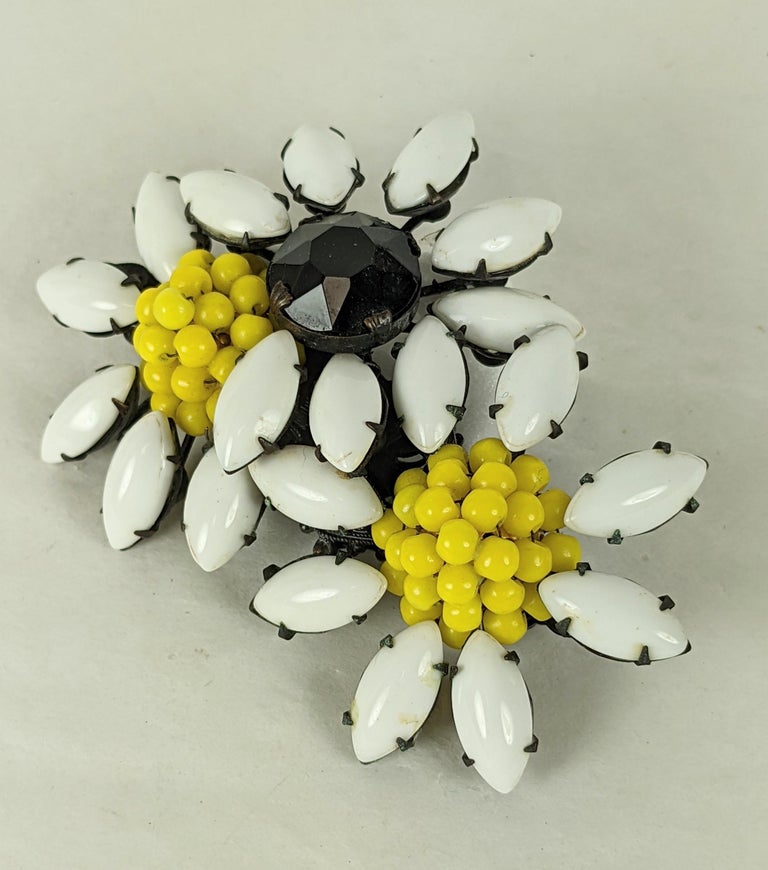 Miriam Haskell Daisy Cluster Brooch For Sale at 1stDibs