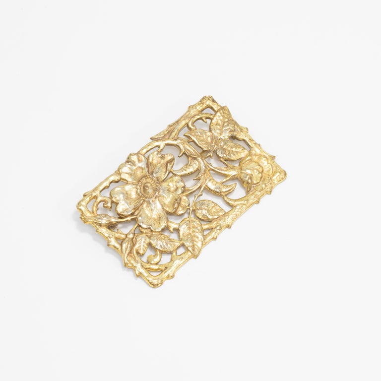 Miriam Haskell Gold Open Filigree Flower Pin Brooch, Mid 1900s at ...