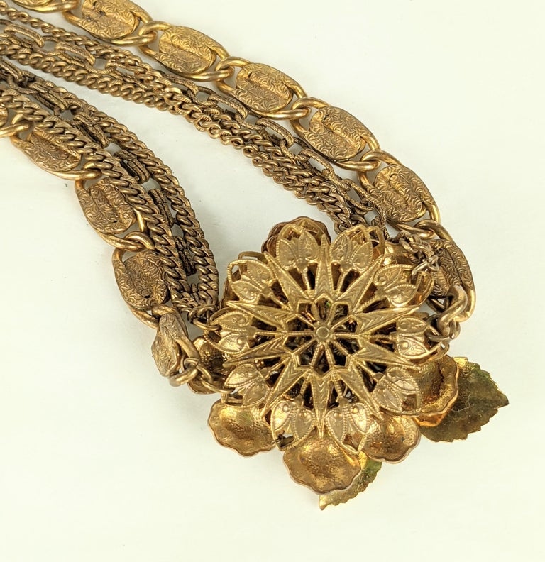 Miriam Haskell Green Enamel and Paste Necklace For Sale at 1stDibs