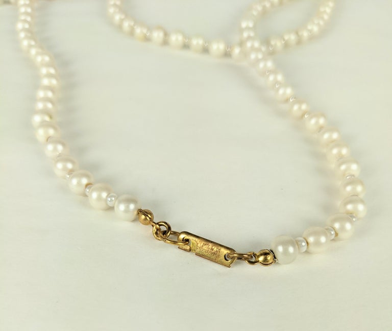 Miriam Haskell Long Faux Pearl Necklace For Sale at 1stDibs