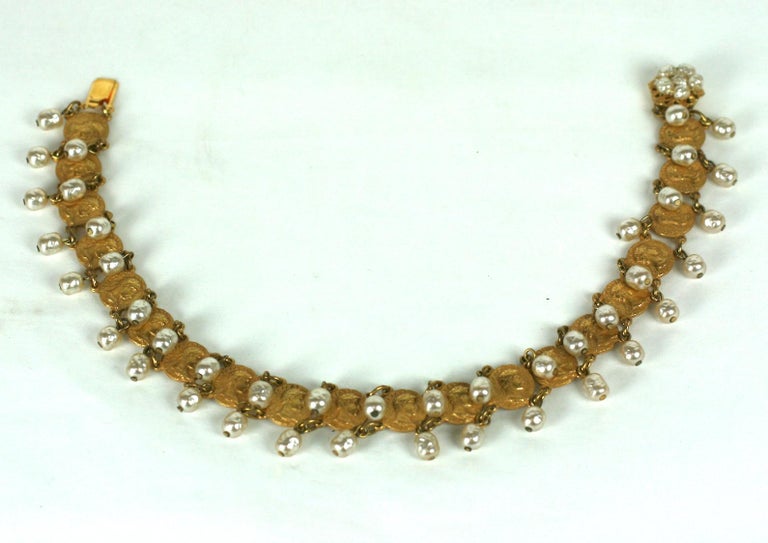 Miriam Haskell Pearl Pendant Coin Choker For Sale at 1stDibs